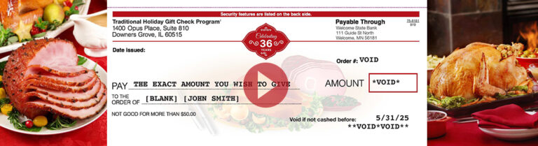 Holiday Gift Check Program - Ham & Turkey Gift Checks